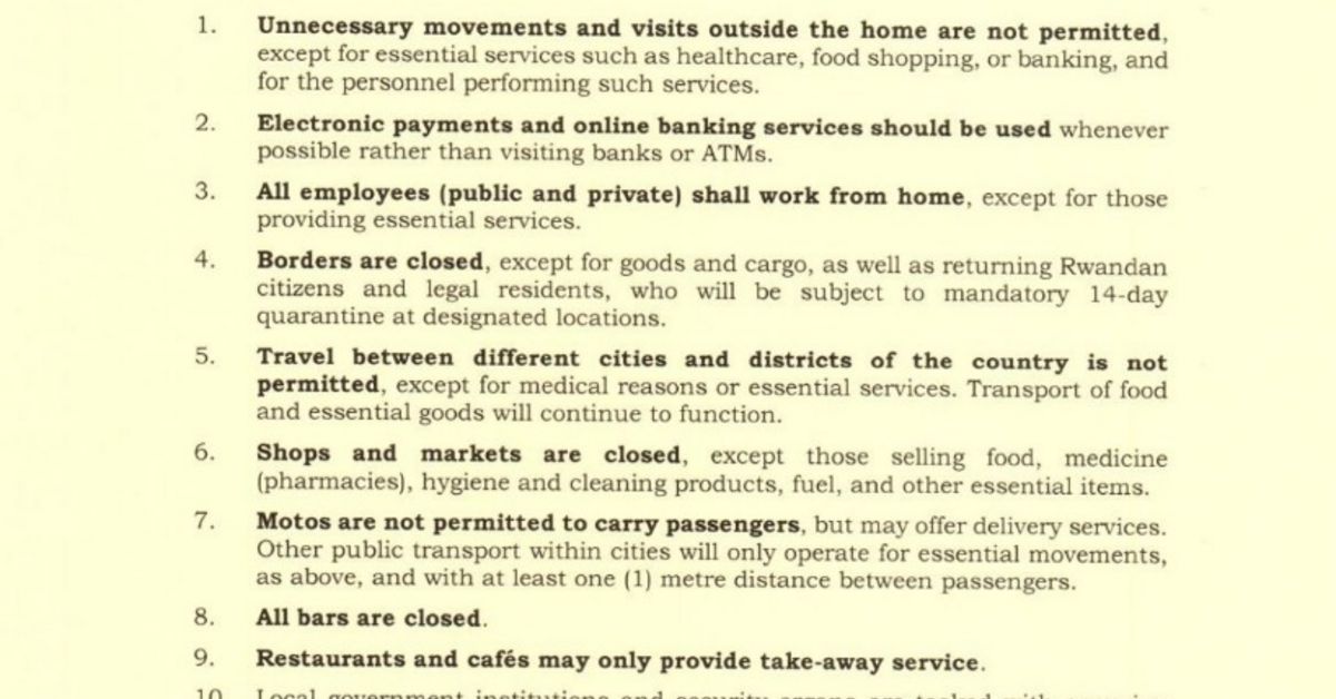 Mesures relatives au COVI-19 au Rwanda | CCI FRANCE CONGO